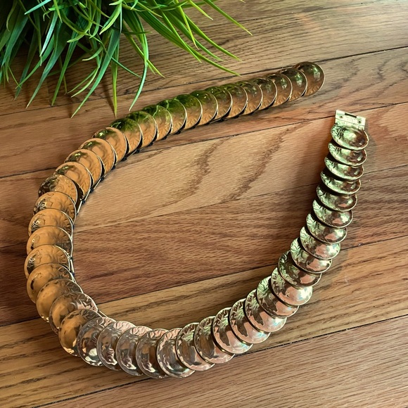 Vintage | Accessories | Vintage Gold Disc Stretch Belt | Poshmark